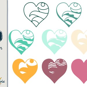 3D Ocean Heart SVG. Ocean Wave Sunset SVG Layered Cut File for Cricut ...
