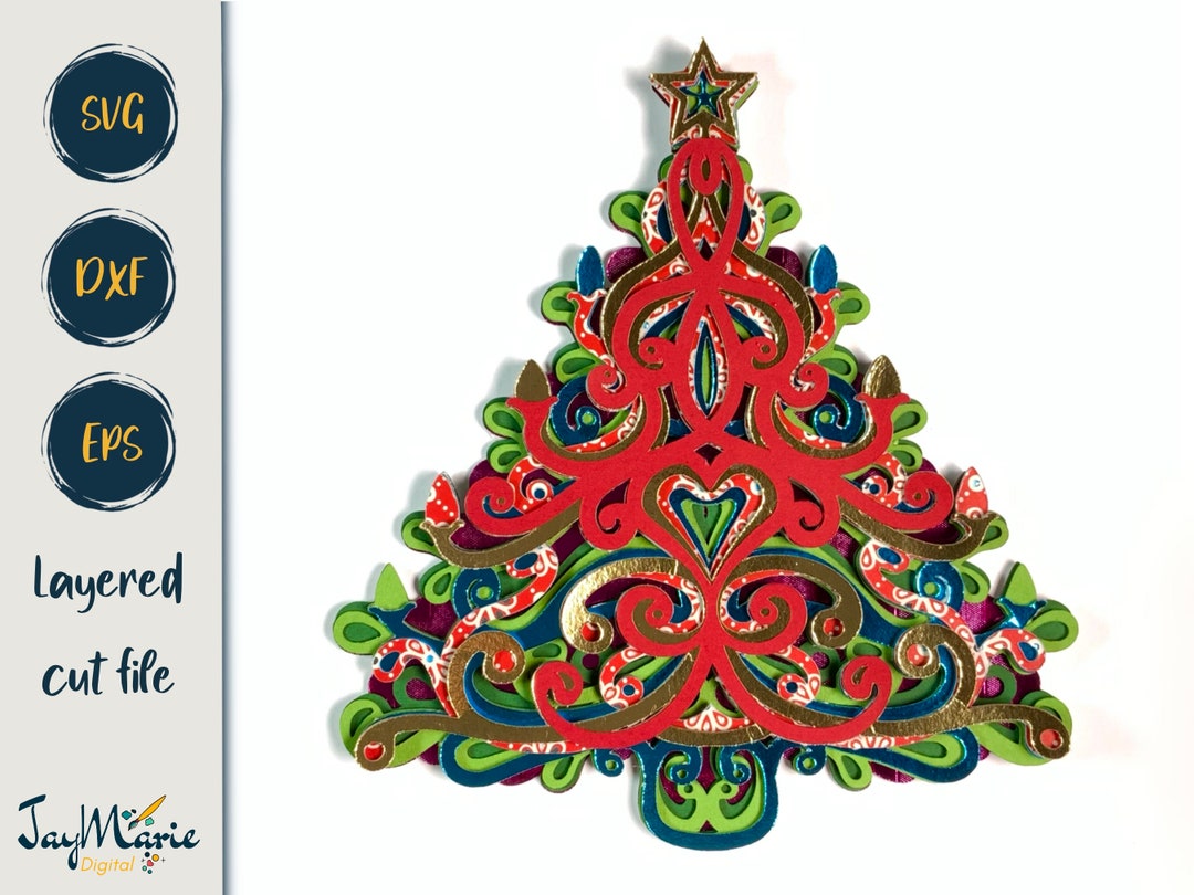 3D Christmas Tree SVG File, Layered Cut File for Cricut, Silhouette ...