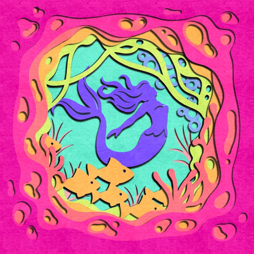 3D Mermaid Underwater SVG Layered Cut File for Cricut, Silhouette ...