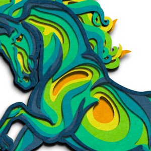 3D Rearing Horse SVG Layered Cut File, Multilayer Mustang Stallion ...