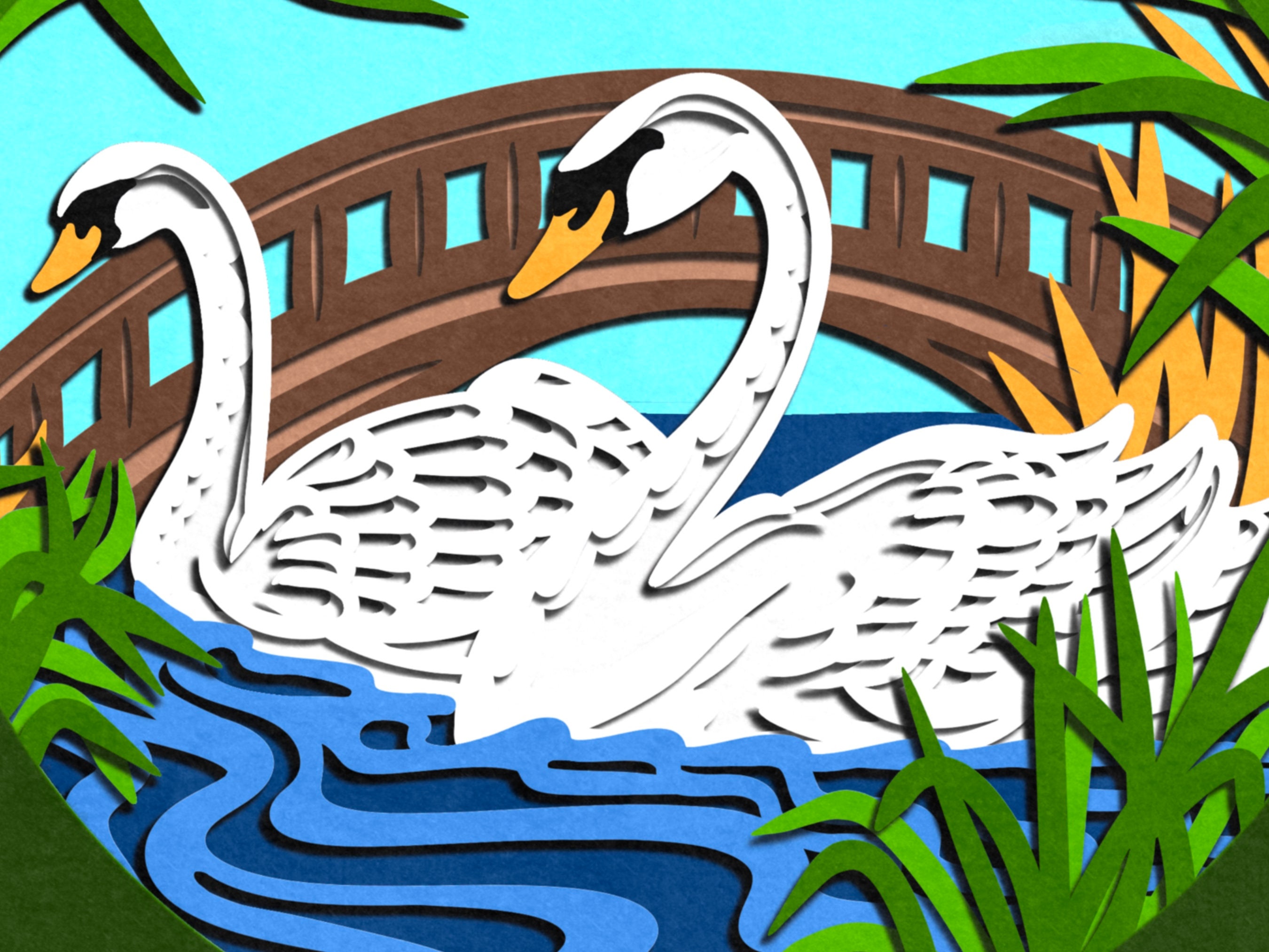 3D Swans SVG: Layered Cut File for Cricut, Glowforge, CNC - Etsy