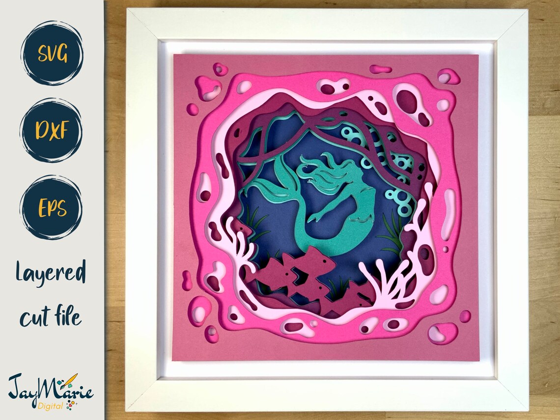 3D Mermaid Underwater SVG Layered Cut File for Cricut | Etsy