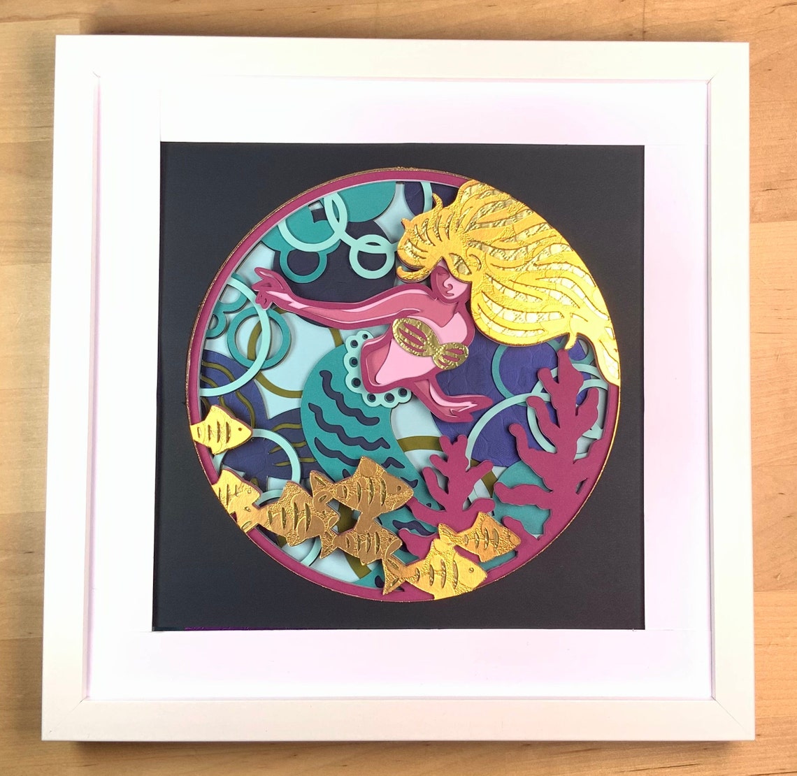 3D Swimming Mermaid SVG Shadow Box Layered Cut File for - Etsy