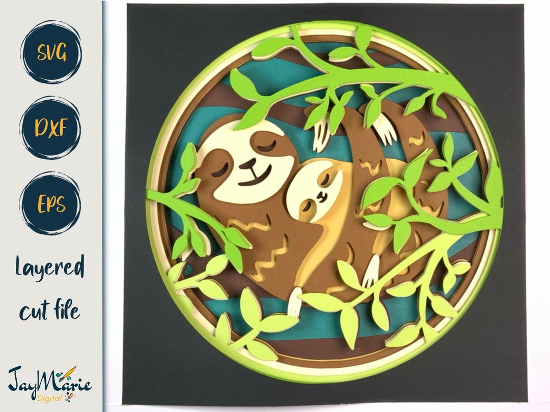 3D Sloth SVG Layered Cut File for Cricut, Silhouette, Cnc Router and ...