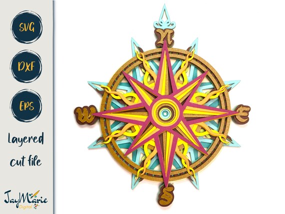 3D Compass SVG File Layered Cut File for Cricut Silhouette - Etsy Australia