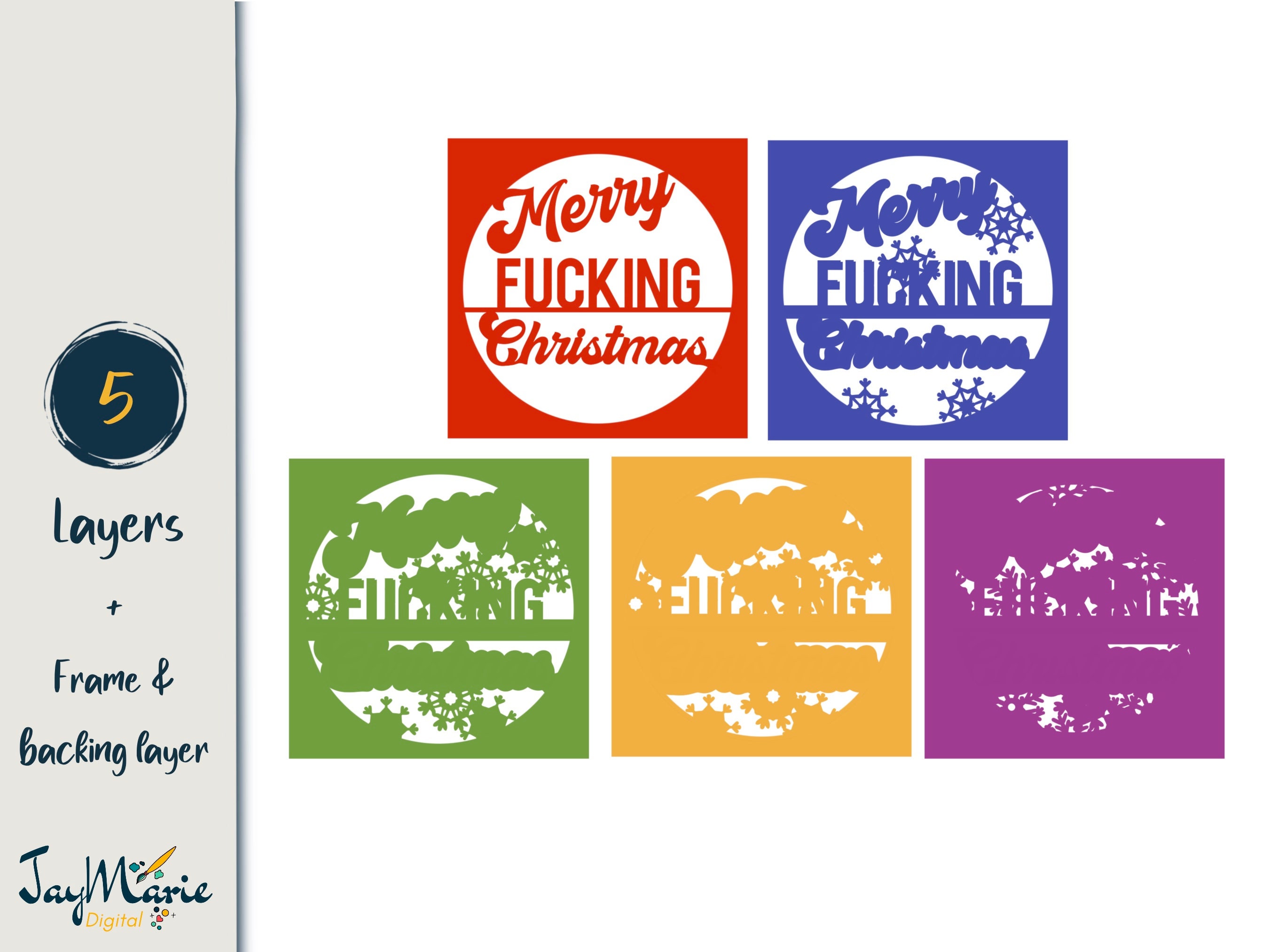 3D Merry Fucking Christmas SVG File. Cuss Word Layered Cut File for ...