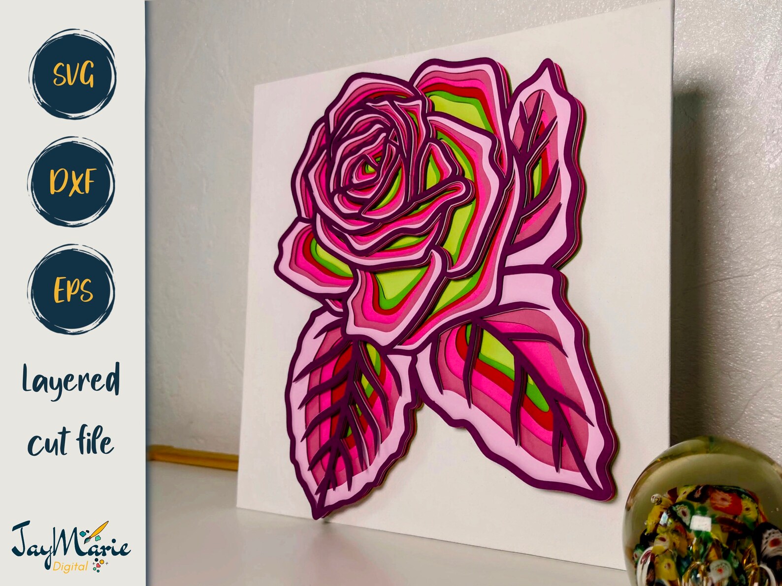3D Rose Layered SVG Multilayer Cut File for Cricut Rose | Etsy