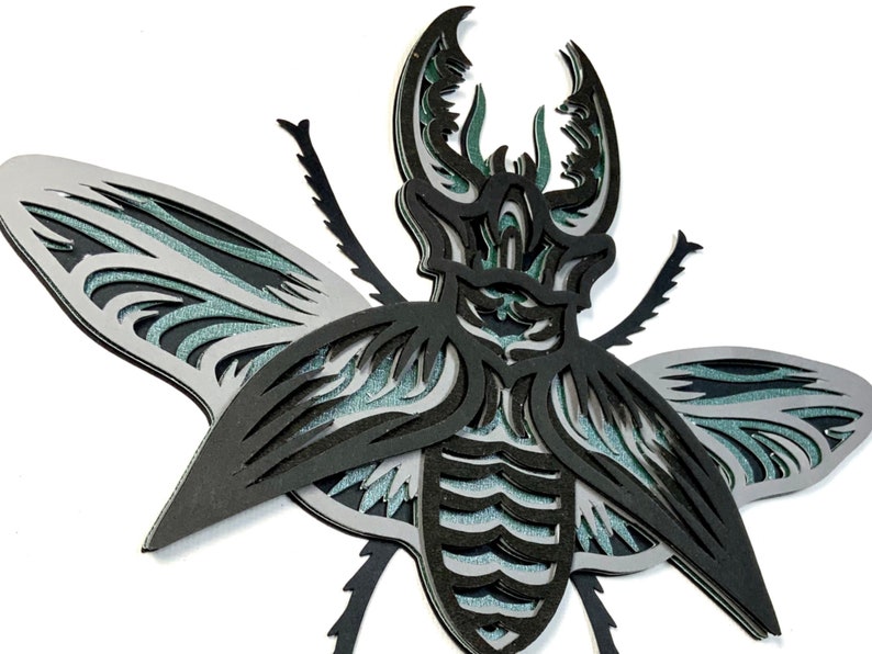 3D Stag Beetle Insect SVG Layered Cut File Multilayer Scarab - Etsy