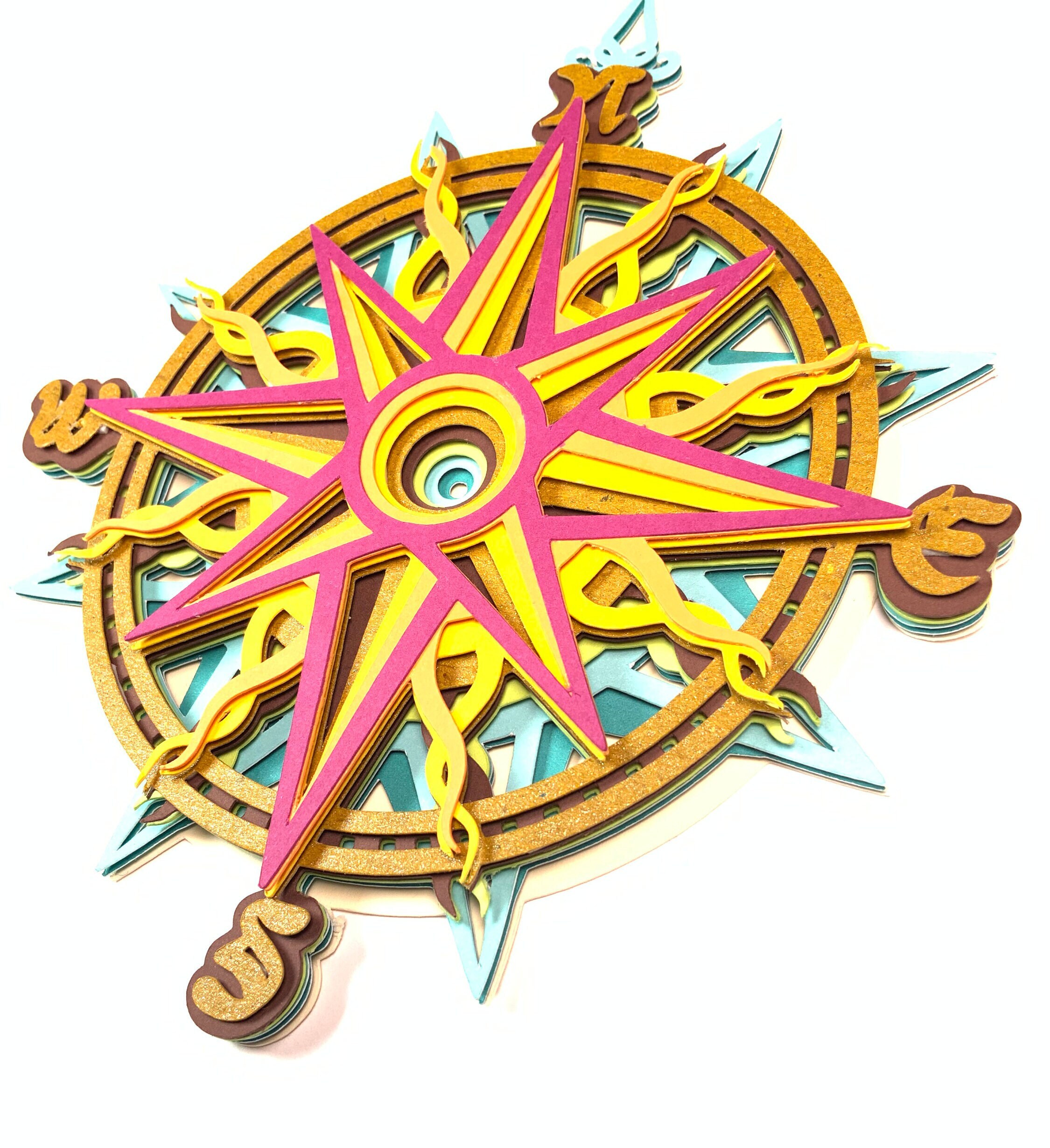 3D Compass SVG File Layered Cut File for Cricut Silhouette - Etsy