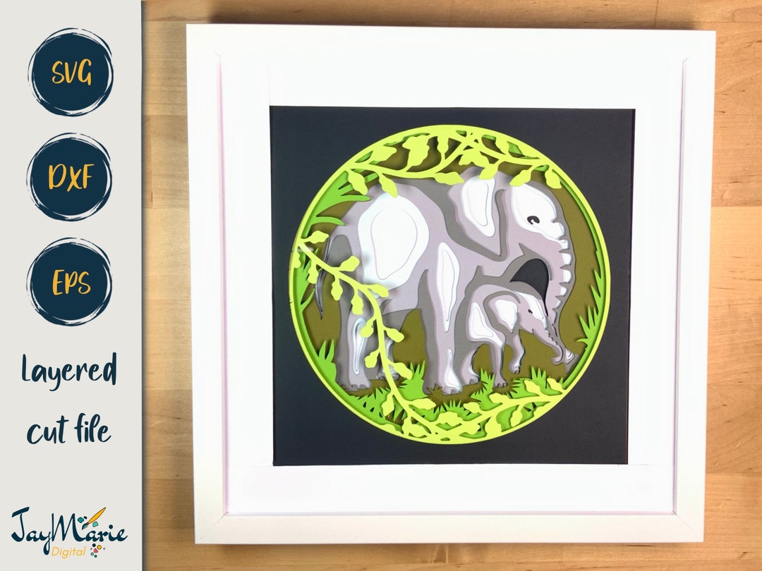 3D Mom and Baby Elephant SVG Layered Cut File for Cricut, Silhouette ...