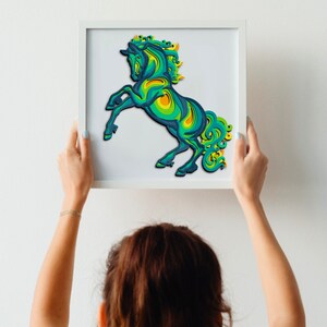 3D Rearing Horse SVG Layered Cut File, Multilayer Mustang Stallion ...