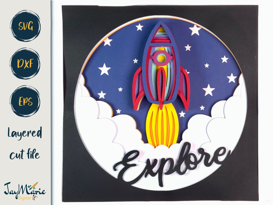 3D Spaceship SVG Layered Cut File for Cricut, Silhouette, Cnc Router ...