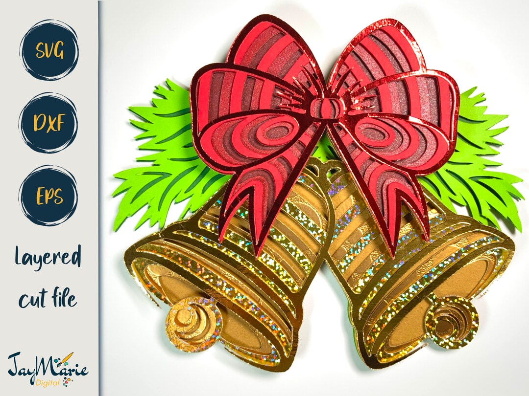3D Jingle Bells Ornament SVG File, Layered Cut File for Cricut ...