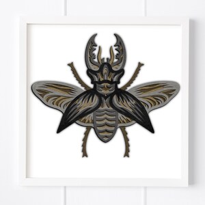 3D Stag Beetle Insect SVG Layered Cut File, Multilayer Scarab Beetle ...