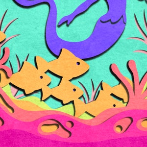 3D Mermaid Underwater SVG Layered Cut File for Cricut, Silhouette ...