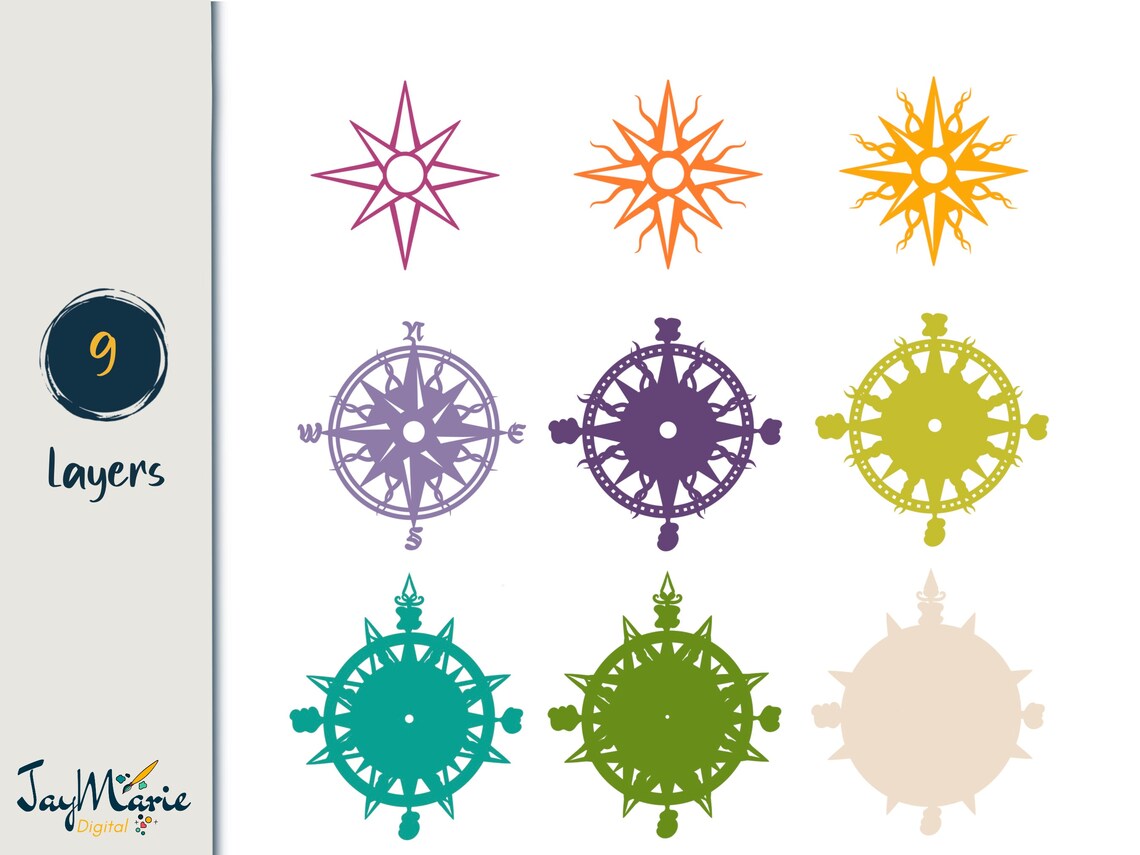 3d Compass Svg File Layered Cut File For Cricut Silhouette Etsy