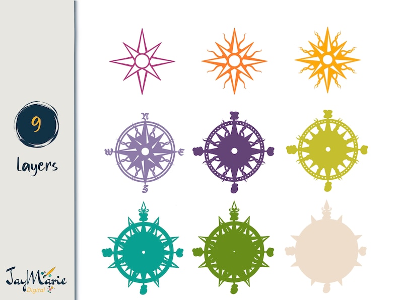 3D Compass SVG File Layered Cut File for Cricut Silhouette - Etsy
