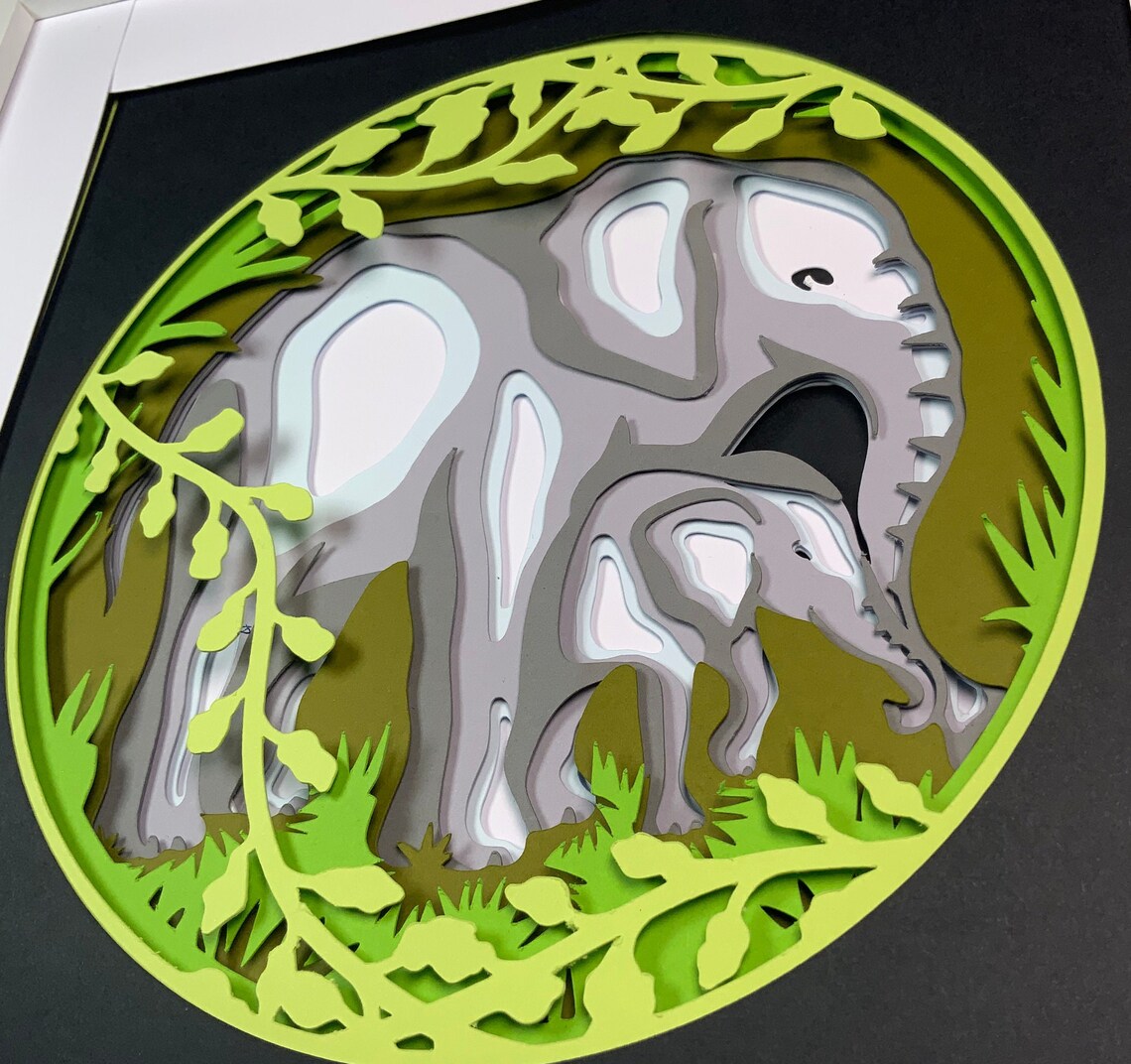 3D Mom and Baby Elephant SVG Layered Cut File for Cricut - Etsy Canada