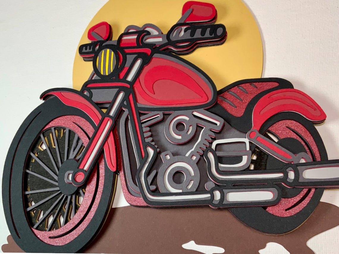 3D Vintage Motorcycle SVG Layered Cut File for a Biker. - Etsy UK