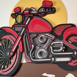 3D Vintage Motorcycle SVG Layered Cut File for a Biker. Multilayer ...