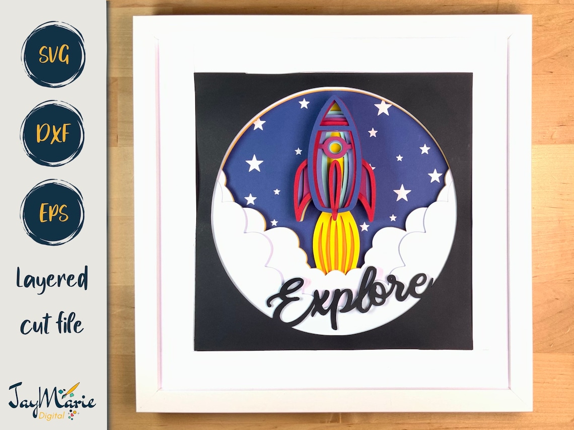 3D Spaceship SVG Layered Cut File for Cricut Silhouette Cnc - Etsy