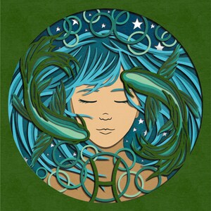 3D Pisces Zodiac Star Sign SVG Layered Cut File, Multilayer Fish ...