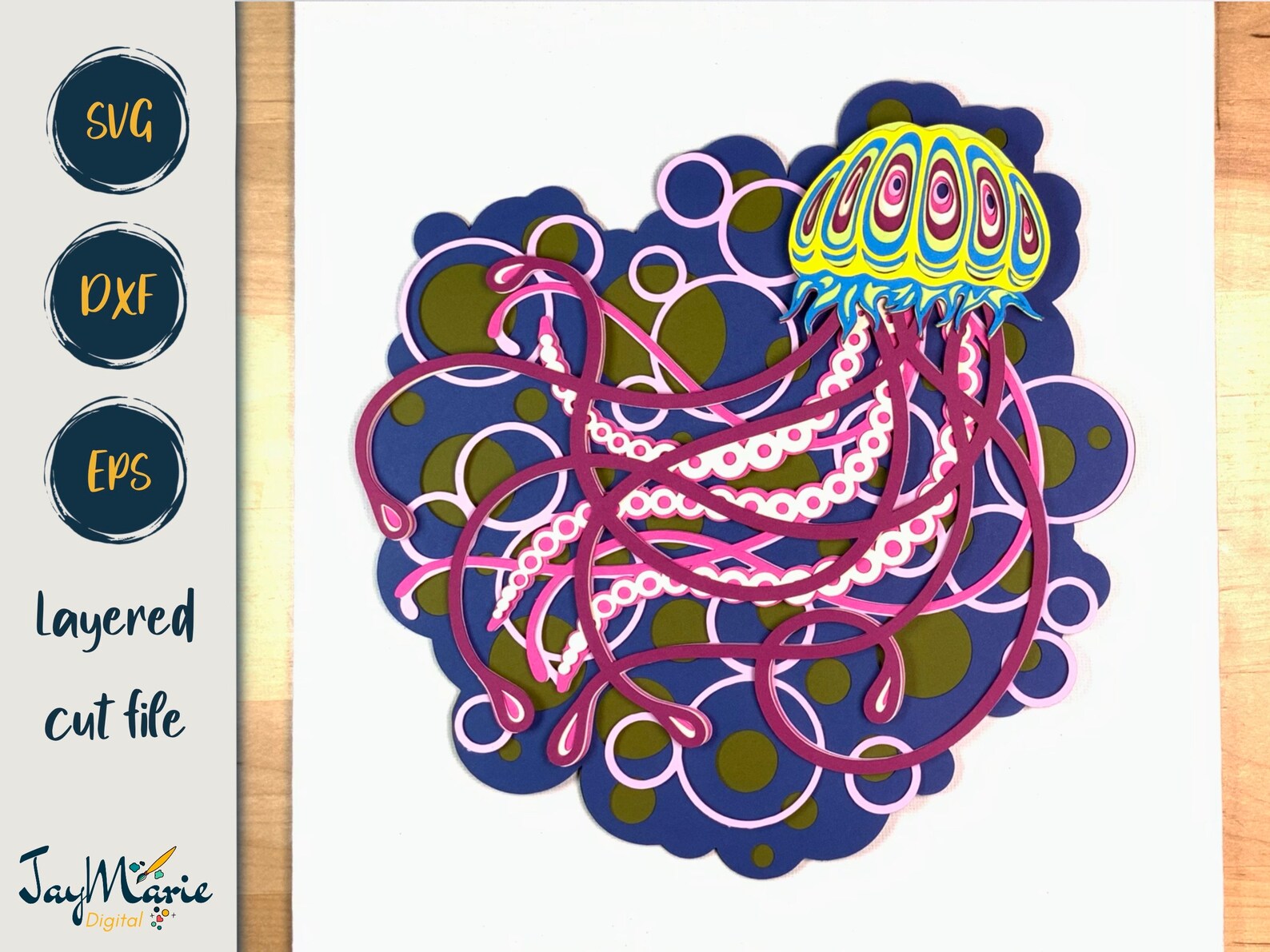 3D Jellyfish Mandala SVG: Layered Cut File for Cricut, Silhouette ...