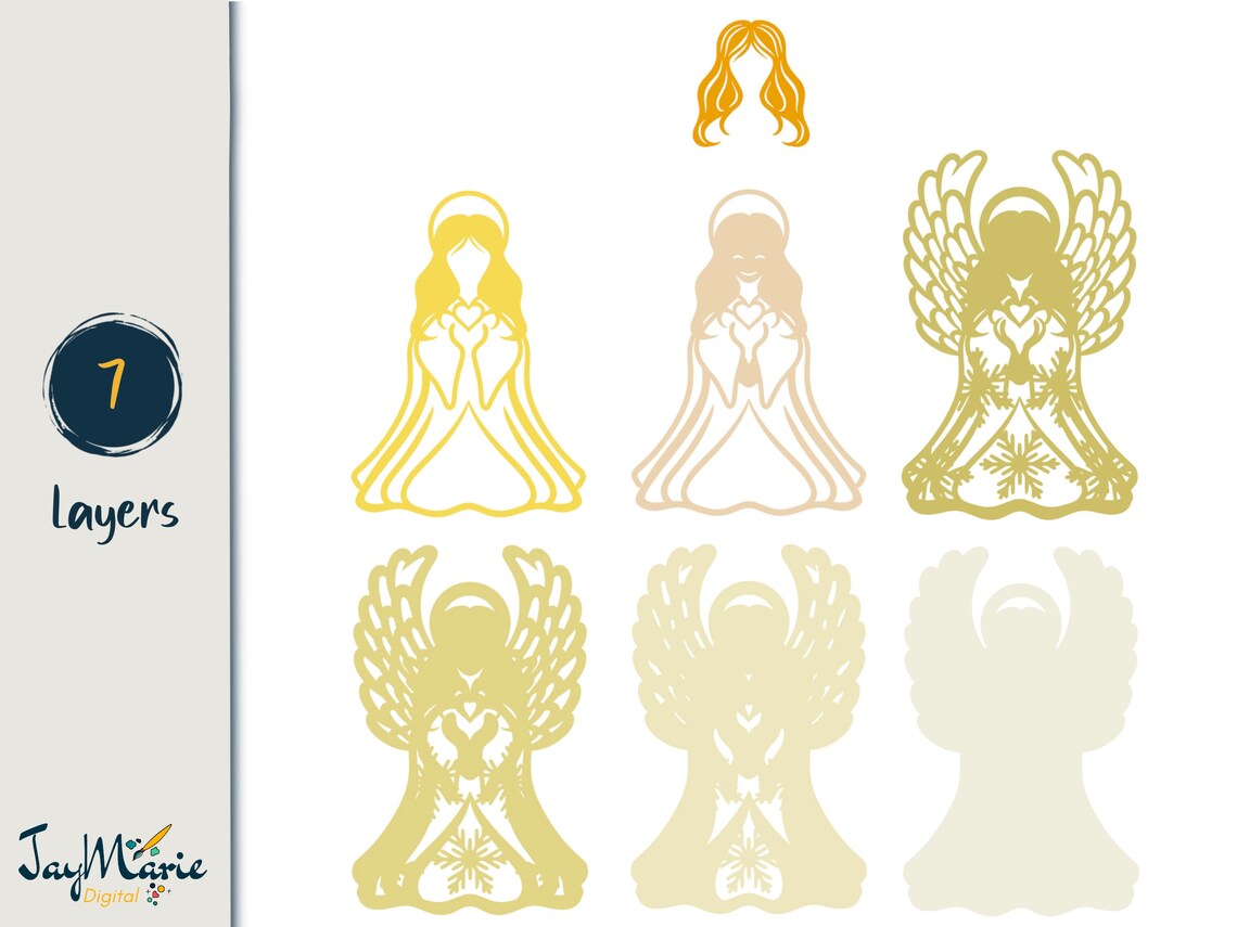 3D Christmas Angel SVG File Layered Cut File for Cricut - Etsy