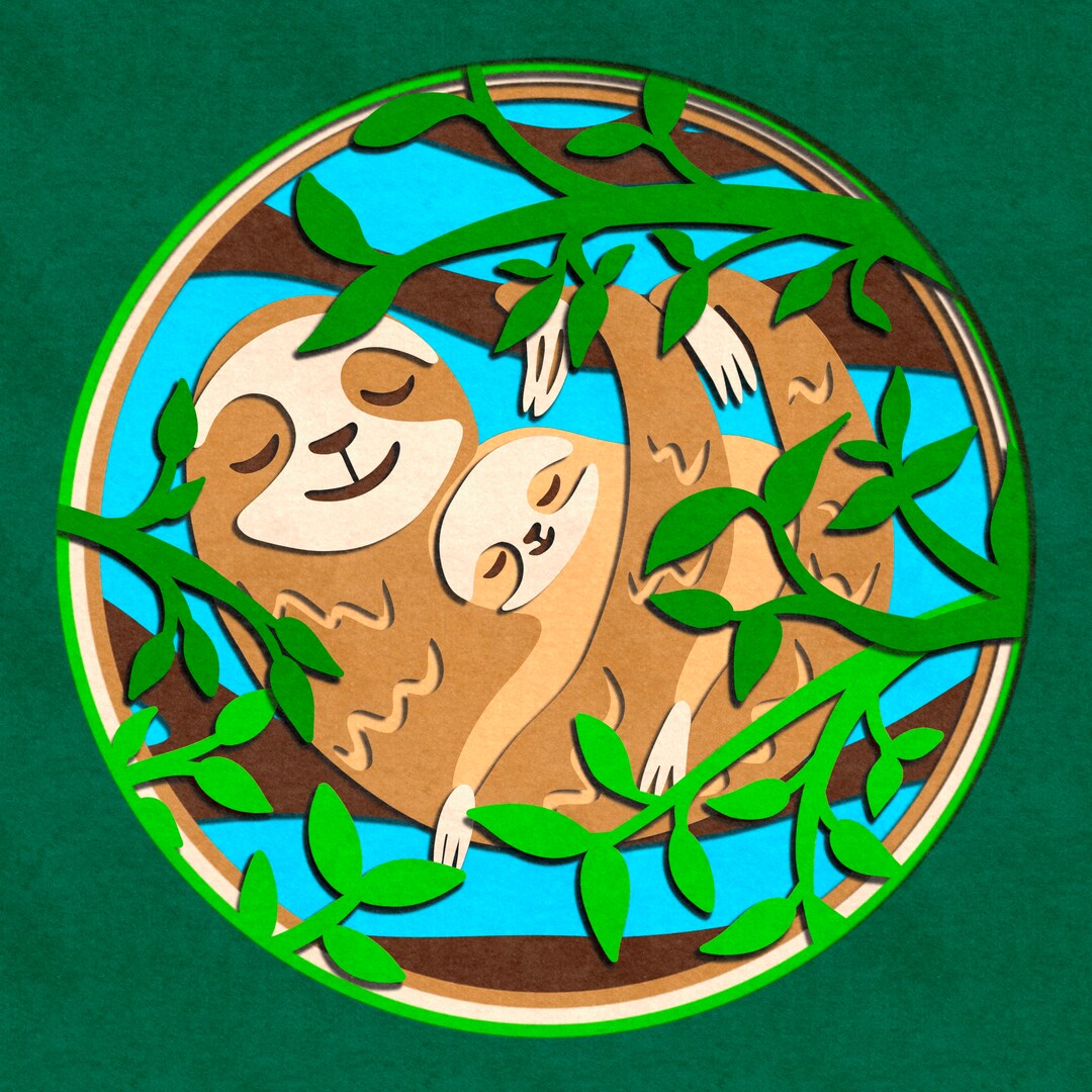 3D Sloth SVG Layered Cut File for Cricut, Silhouette, Cnc Router and ...