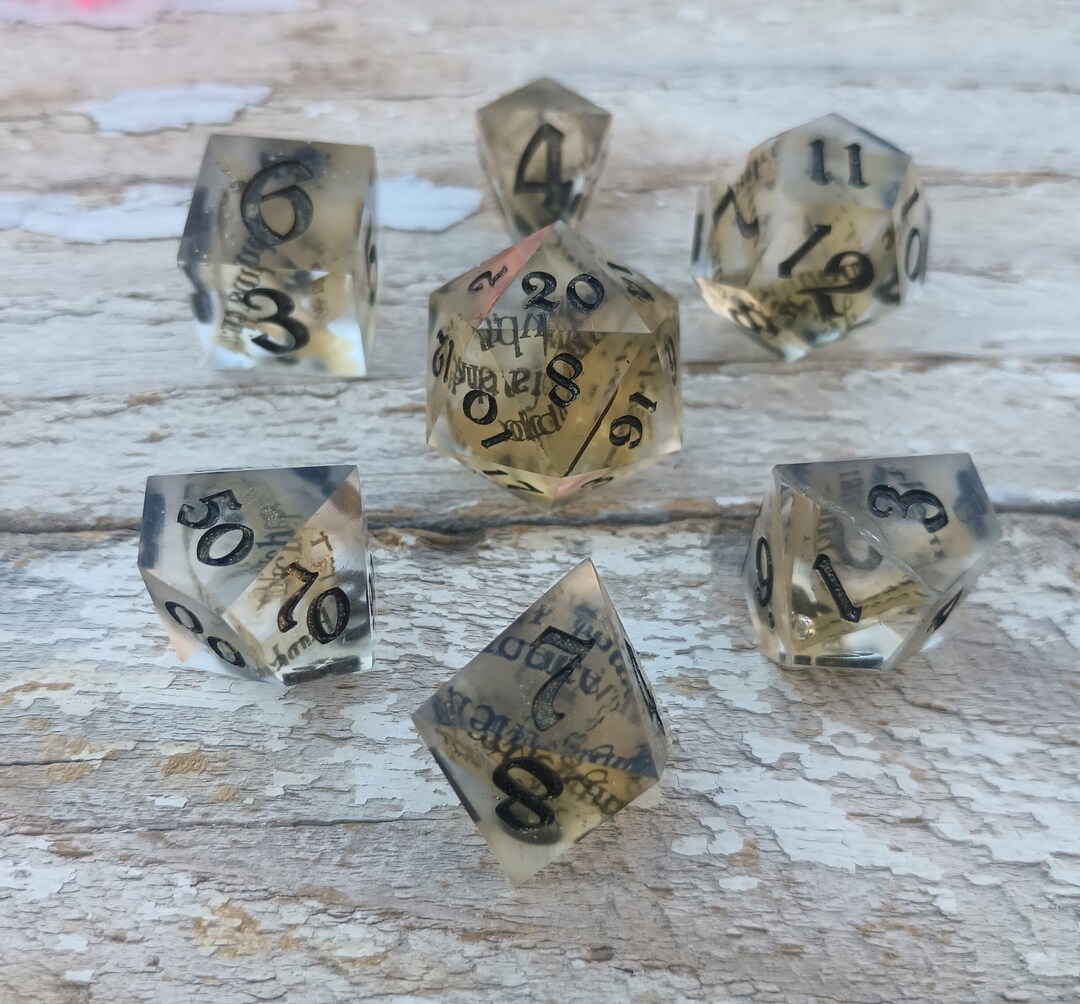 Set of 7 Sharp Edged Polyhedral Gaming Book Print Newspaper Reading ...