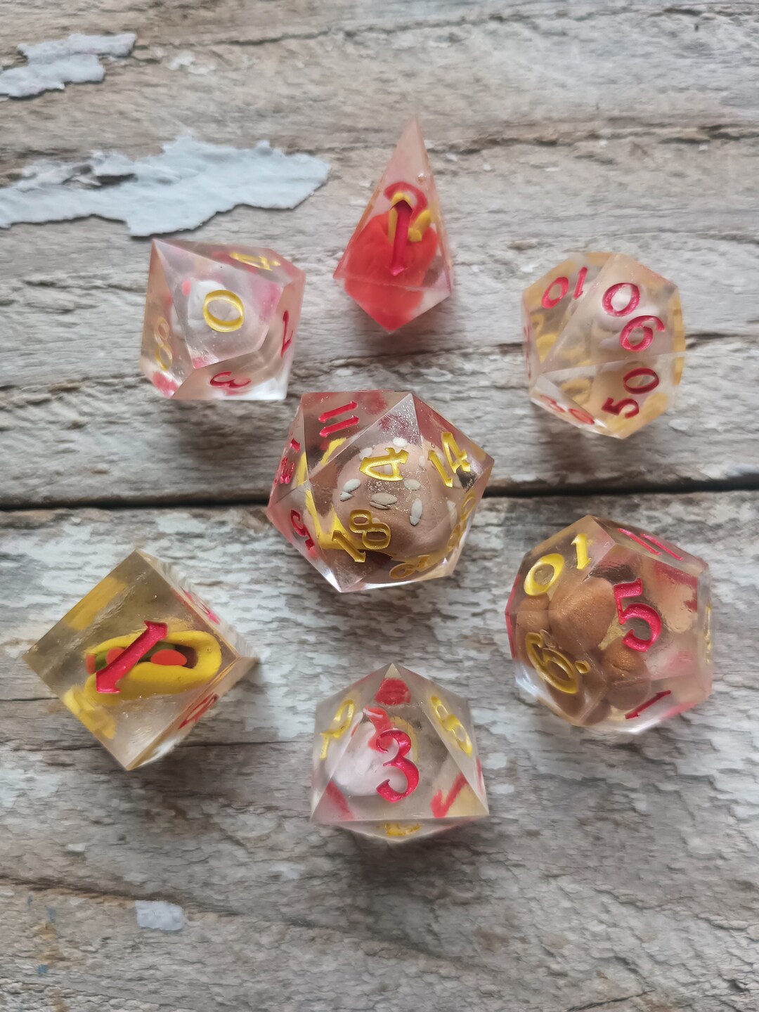 Set Sharp Edges Polyhedral Dice Fast Food Junk Fries Burger Ice Cream ...