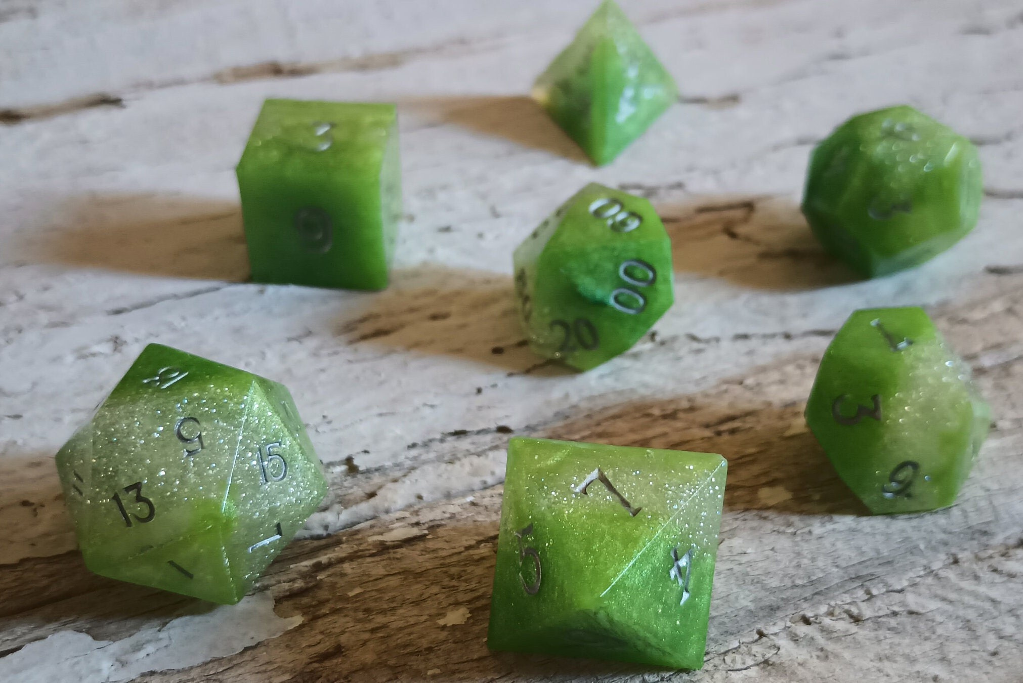 Set of 7 Polyhedral Sharp Edged Gaming Dice Aliens - Etsy