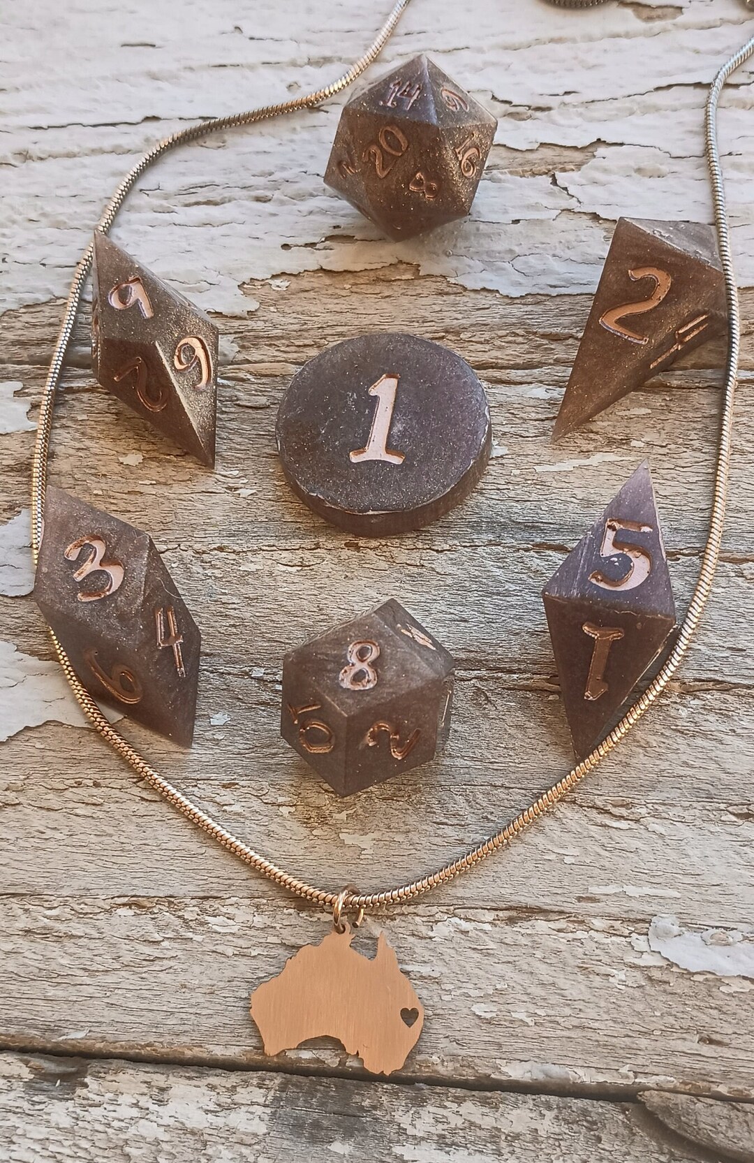 Set of 7 Gemstone Polyhedral Dice Rose Gold - Etsy