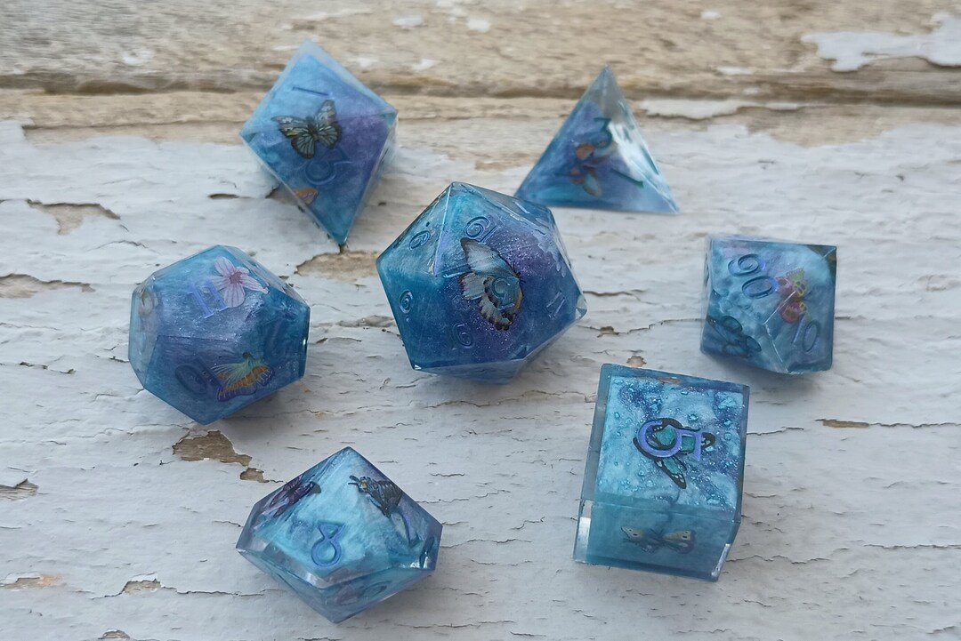 Purple Papillon Set of 7 Sharp Edged Polyhedral Gaming Dice - Etsy