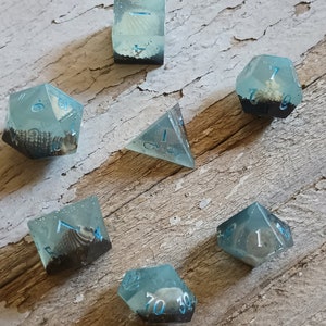 Set of 7 Polyhedral Sharp Edged Gaming Dice Shell Beach Sand Ocean ...