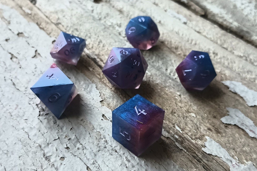 Set of 7 Polyhedral Sharp Edged Polyhedral Gaming Dice Bi Pride - Etsy