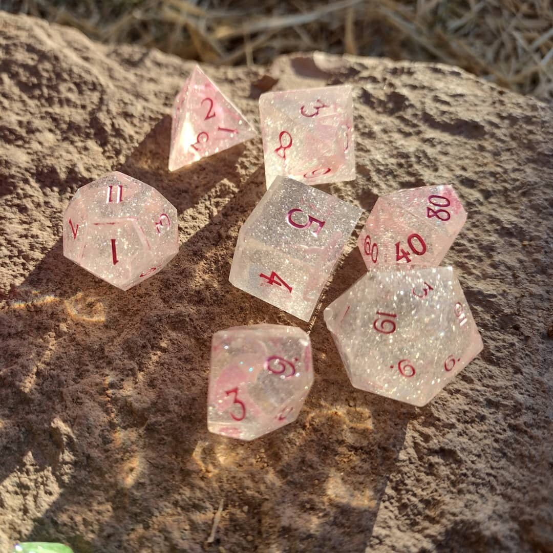 Set Polyhedral Dice Pink Flamingo Sparkle Rpg Dnd Ttrpg Pathfinder - Etsy