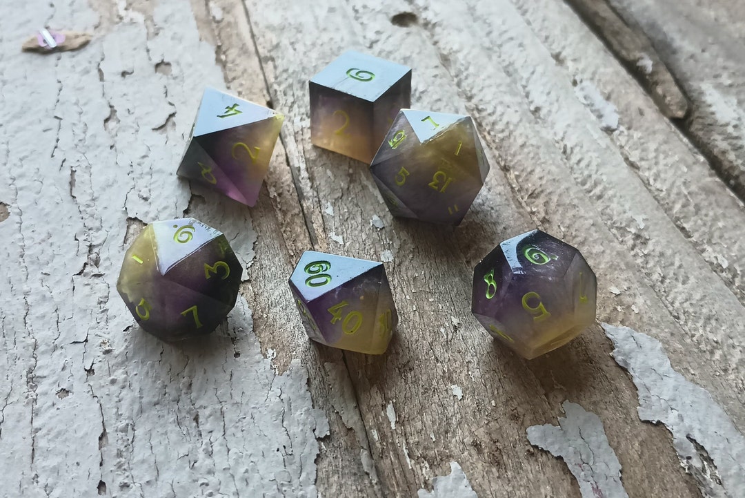 Set of 7 Polyhedral Sharp Edged Gaming Dice Pride Non Binary - Etsy