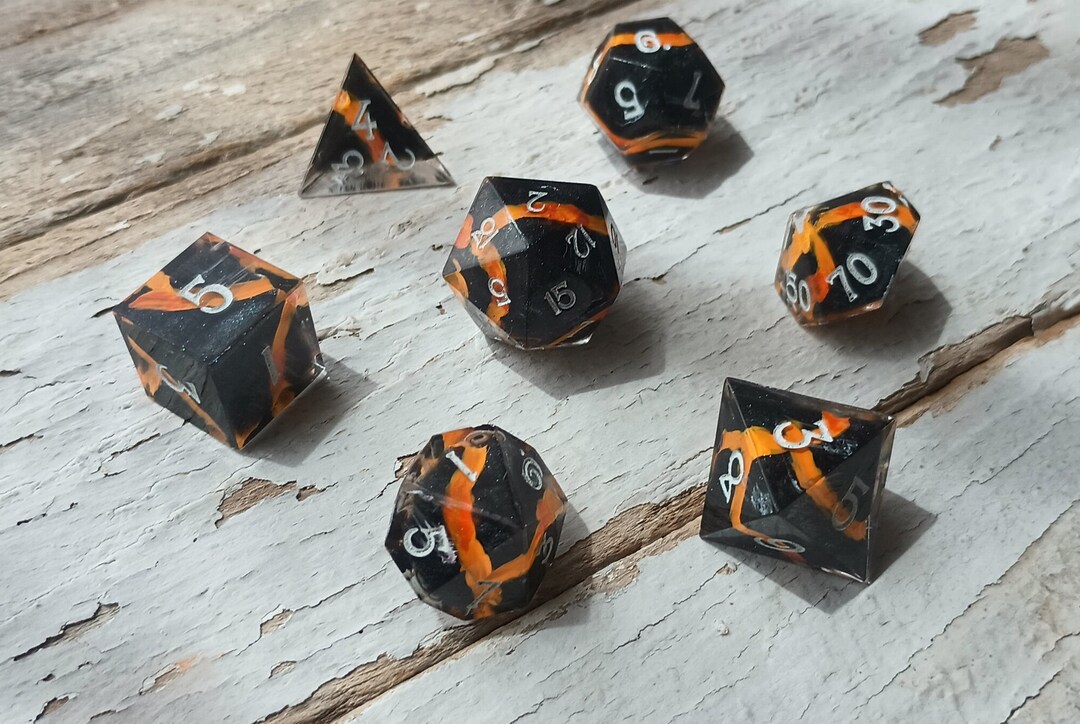 Set of 7 Molten Fire Volcano Lave Polyhedral Dice - Etsy