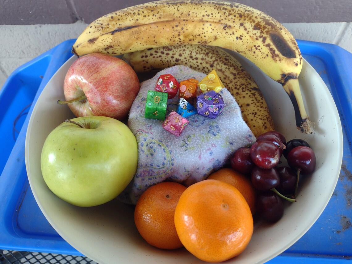 Set of 7 Polyhedral Sharp Edged Gaming Dice Fruit Rainbow - Etsy