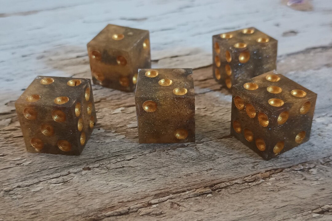 Set of 5 Pip Dice Tigers Eye Stone Black Gold - Etsy