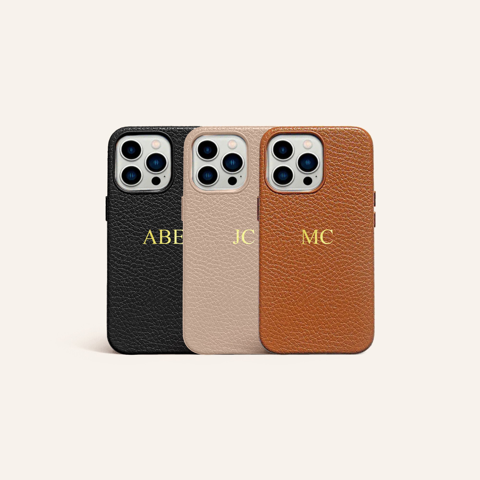 Embossed Leather With Initials Case for iPhone 11 12 Pro 12 Pro Max 13 ...