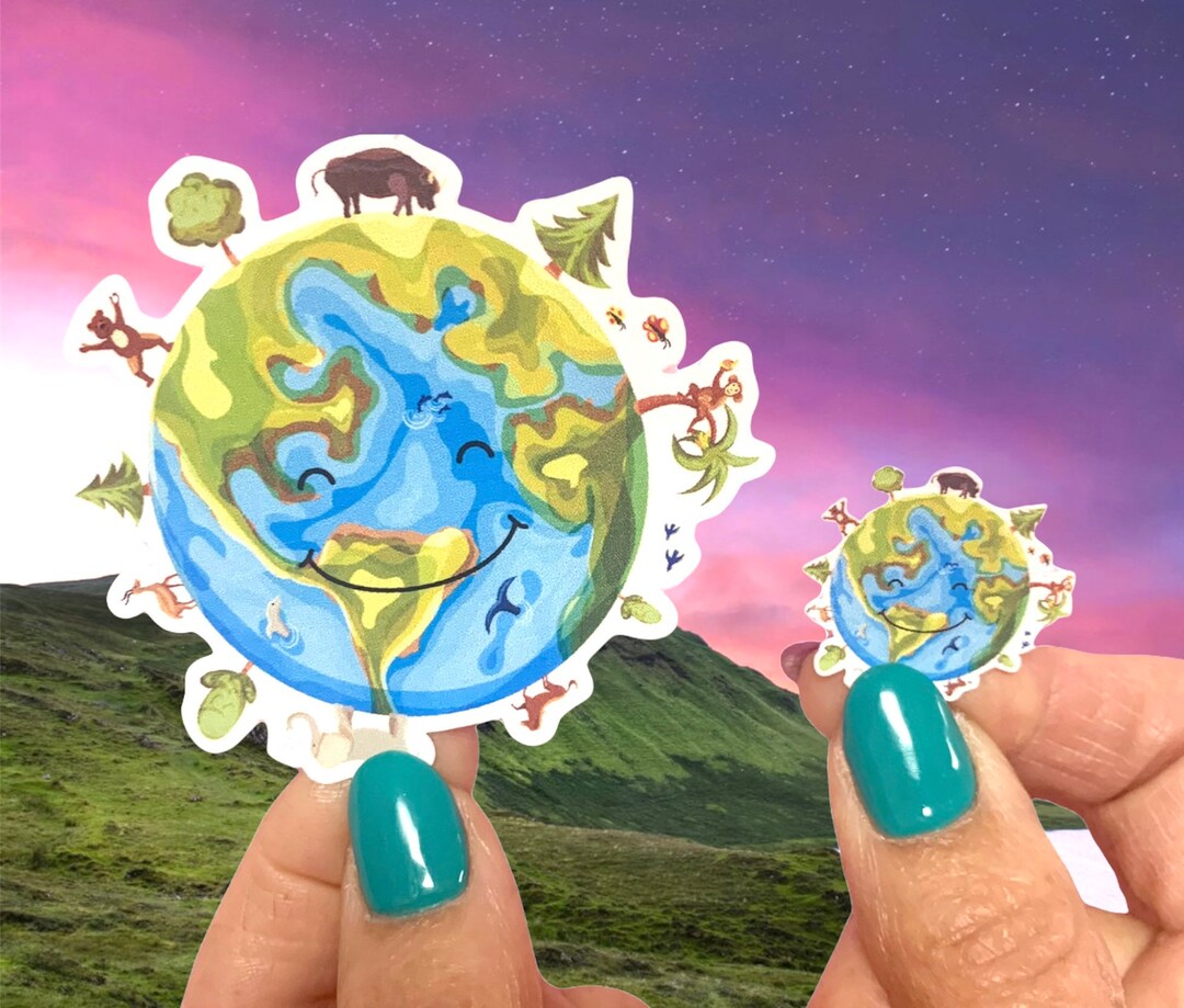 Planet Earth Sticker, Planet Sticker, Summer Sticker, Laptop Sticker ...