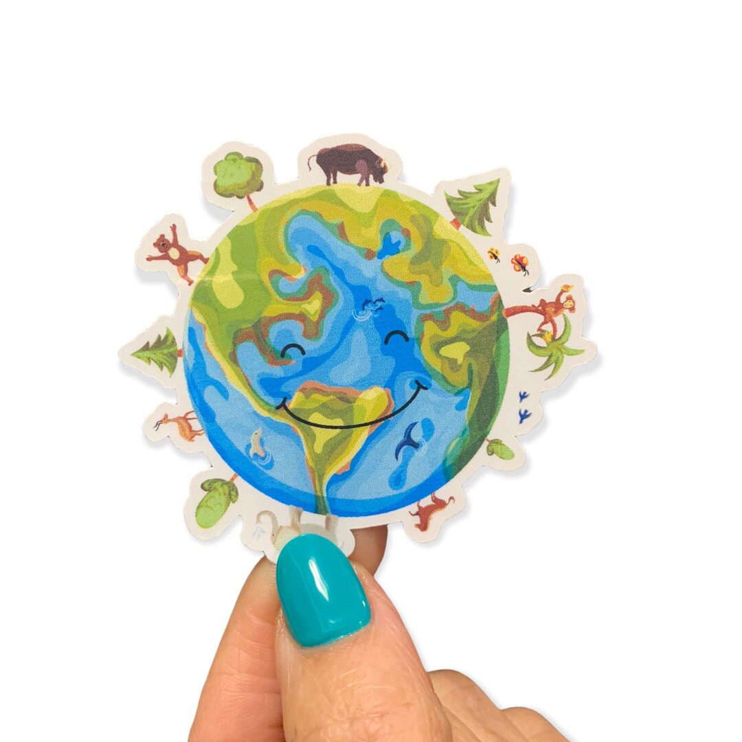 Planet Earth Sticker, World Sticker, Summer Sticker Laptop Sticker ...