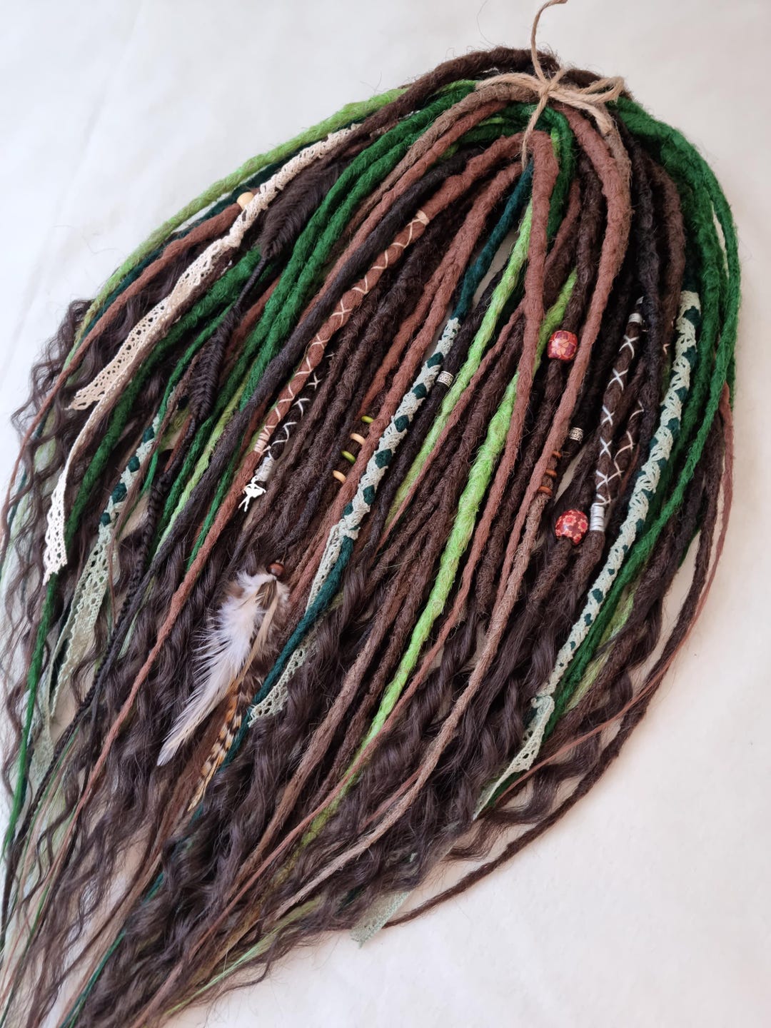 Forest Dreadlock Set Dread Extensions Boho Locks Wavy Locks Open Dreads ...