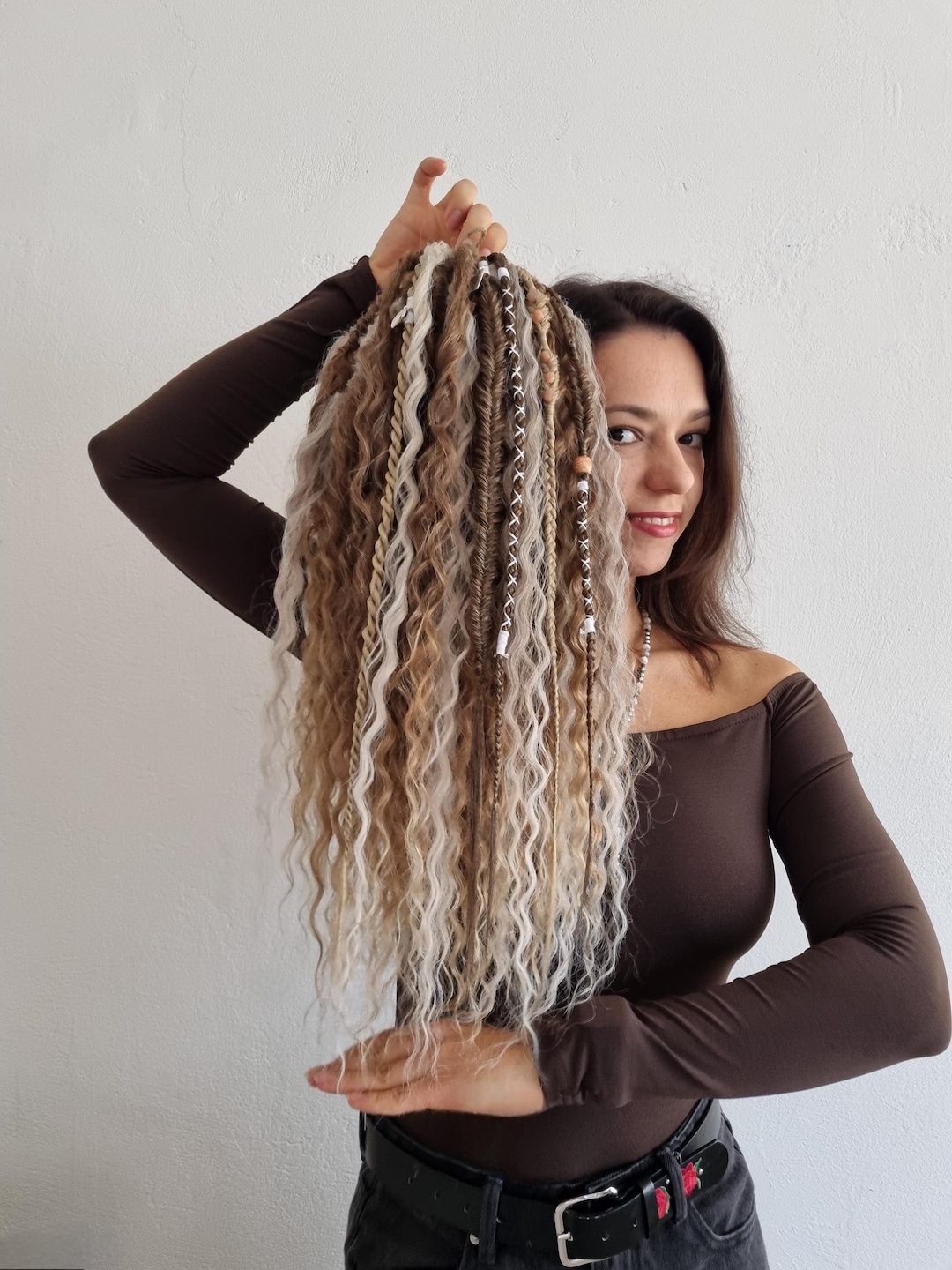 Curly Wavy Dolly Locks: Brown Ombre Blonde Dreadlocks Mix, DE Double ...