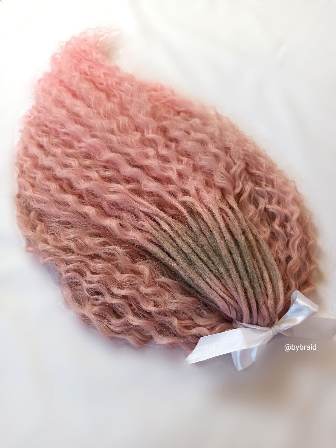 Curly Rose Pink Crochet Dreadlocks: Long Wavy Hair Extensions - Etsy