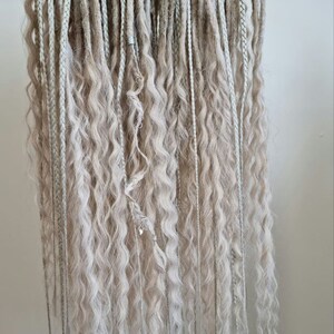 White Blond Set of Curly Dreads Extensions Wavy Dreadlocks Open Dreads ...