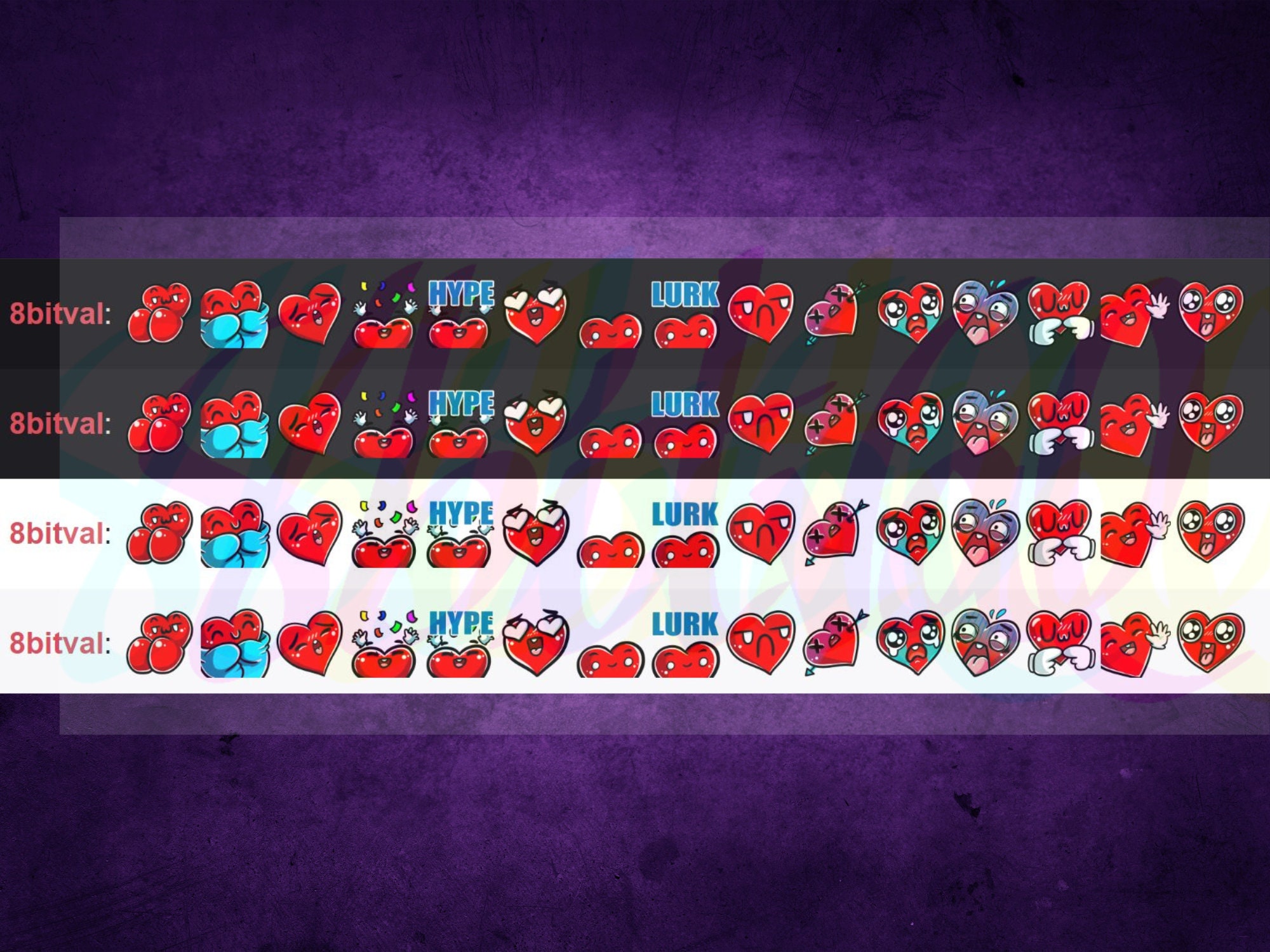 Heart Emotes for Twitch, Discord, Youtube. Heart or Valentine's Day ...