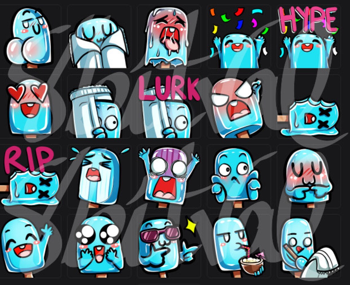 Popsicle Emotes for Twitch, Discord, Youtube, Summer Emotes, Freezie ...